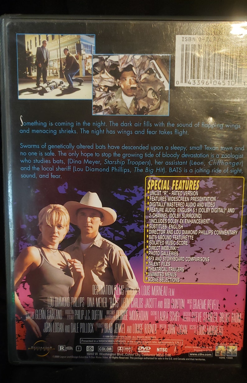 DVD BATS Lou Diamond Phillips Dina Meyer Rated R 1999 CLEAN Disc - Etsy