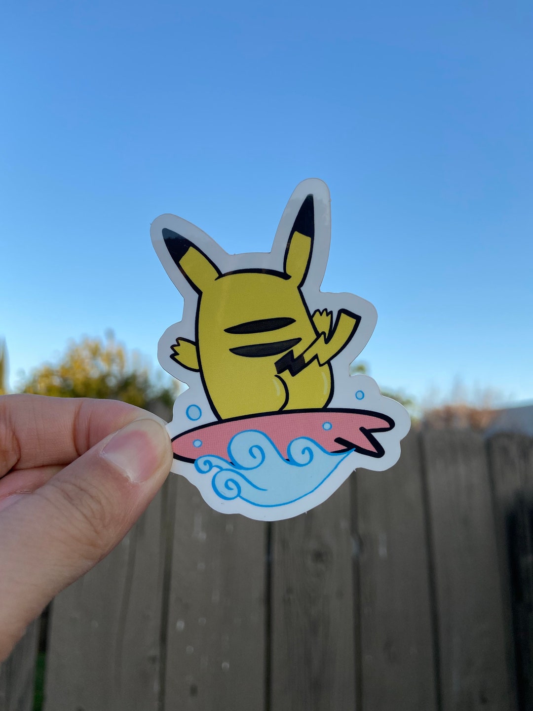 Surfing Pikachu Vinyl Sticker Pikachu Sticker Pokemon Sticker Gift ...