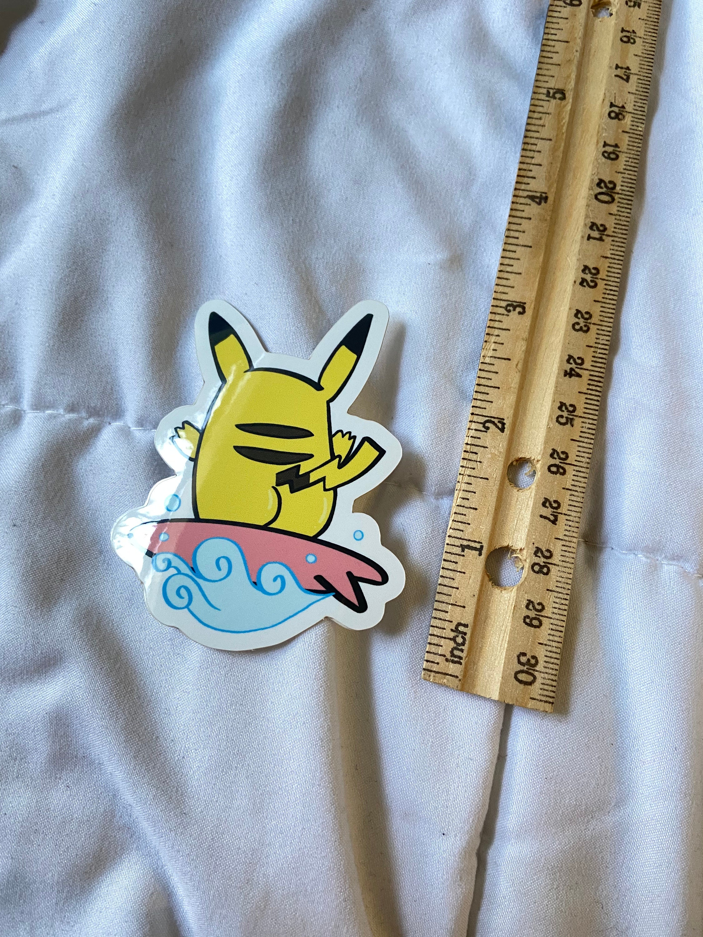 Surfing Pikachu Vinyl Sticker Pikachu Sticker Pokemon - Etsy
