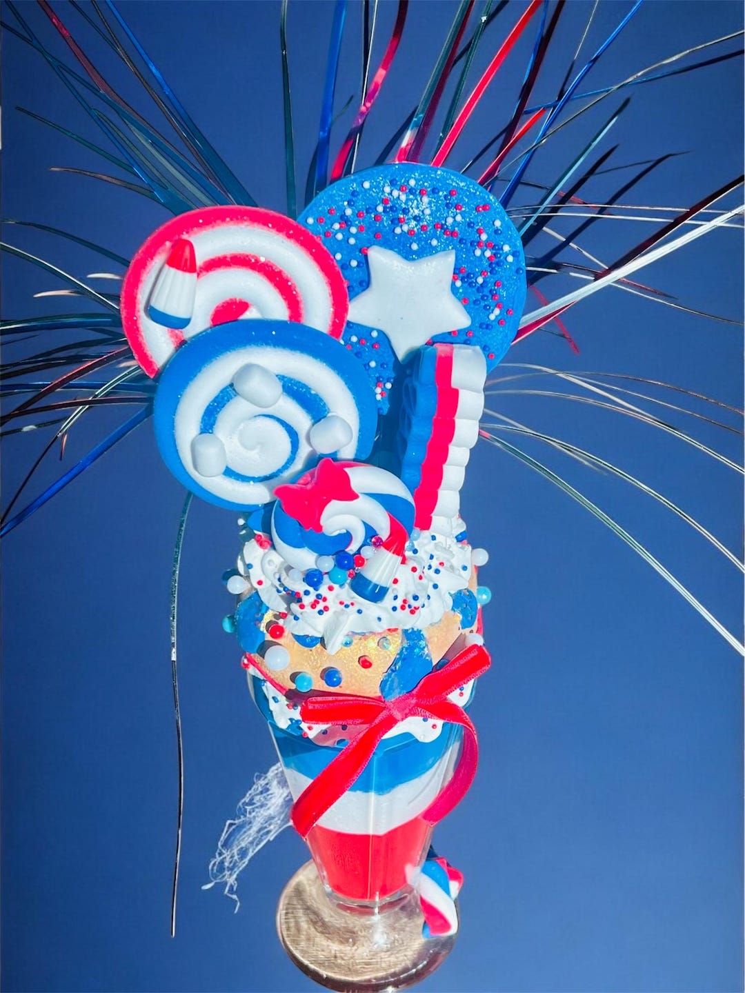 Patriotic Faux Milkshake Decor – Red, White & Blue 4th of July ...