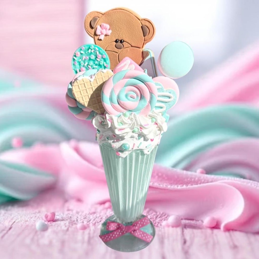 Teddy Bear Faux Milkshake – Pastel Candy Tiered Tray Decor - Etsy