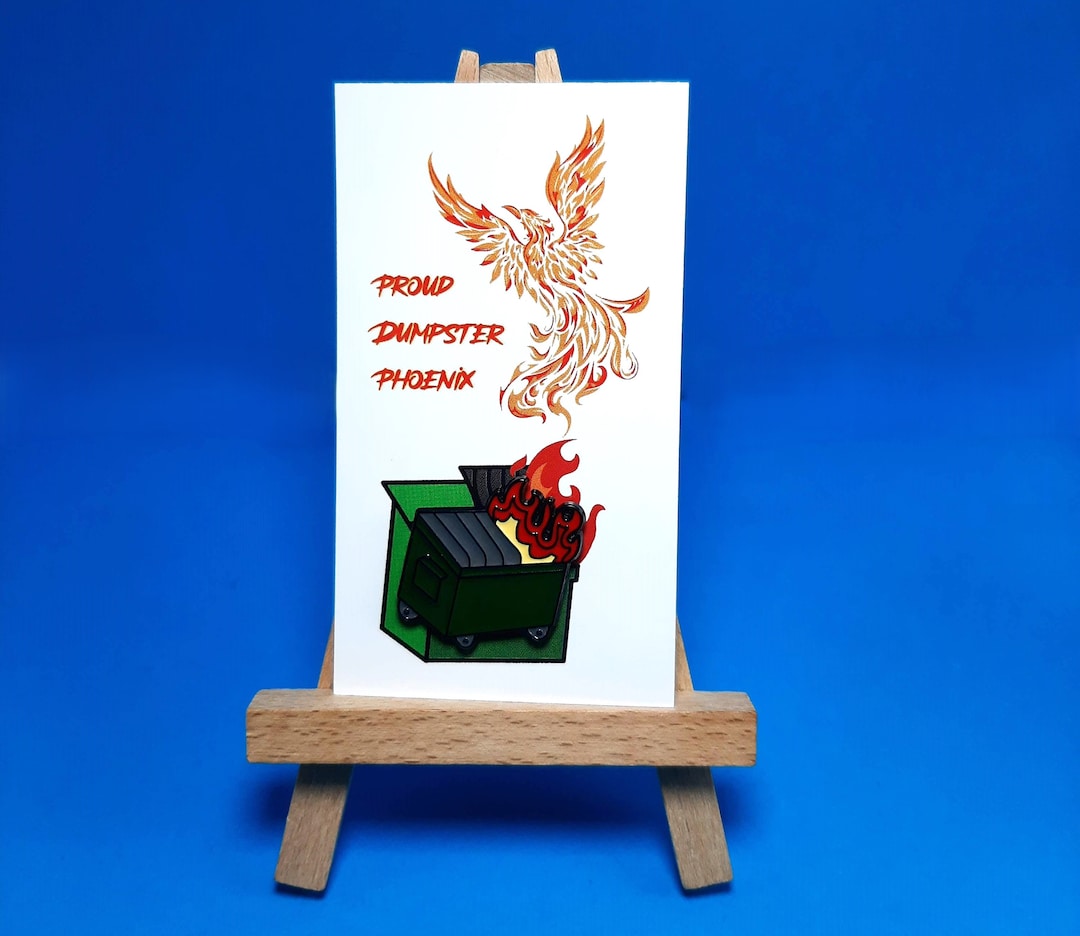 Appreciation Card W Dumpster Fire Pin - Proud Dumpster Phoenix - Rise ...