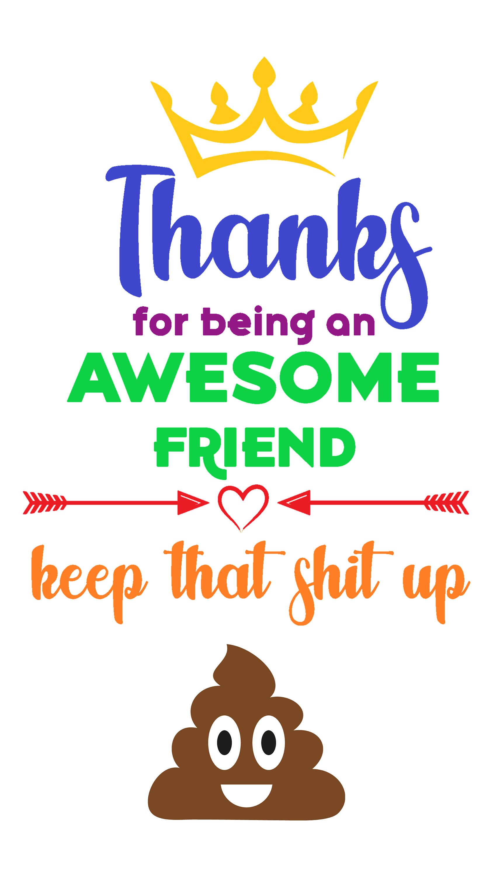 Friendship Card With Poop Emoji Pin - Thanks for Being an Awesome ...
