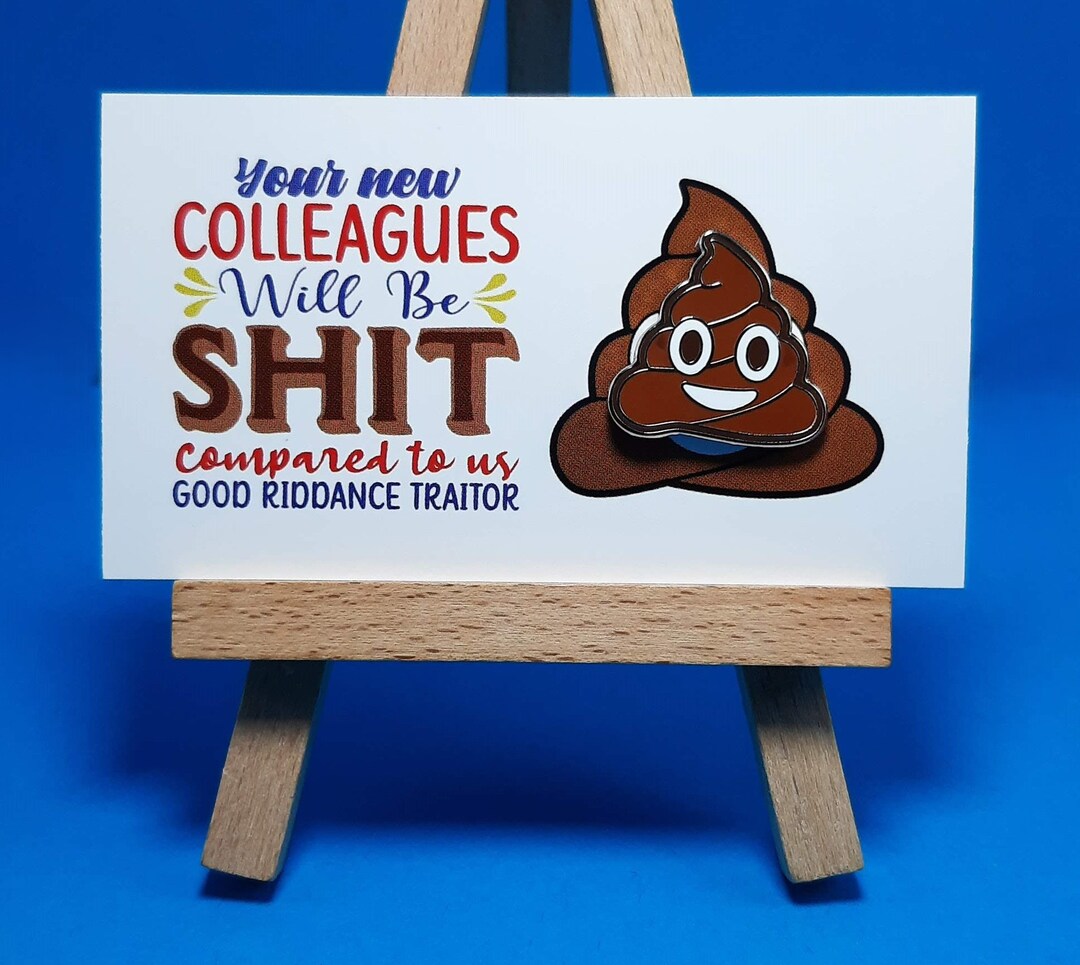 Farewell Card With Poop Emoji Pin - Your New Colleagues Will Be Shit ...