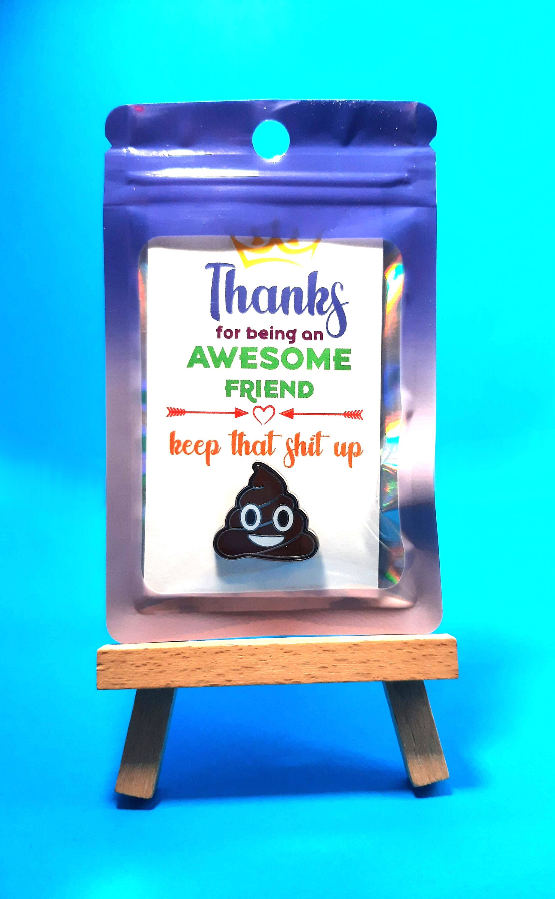 Friendship Card With Poop Emoji Pin - Thanks for Being an Awesome ...