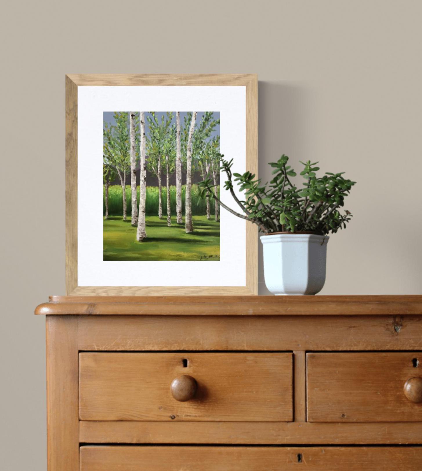 Birch Trees Art Print - Elegant Forest Artwork, Modern Birch Tree Decor ...