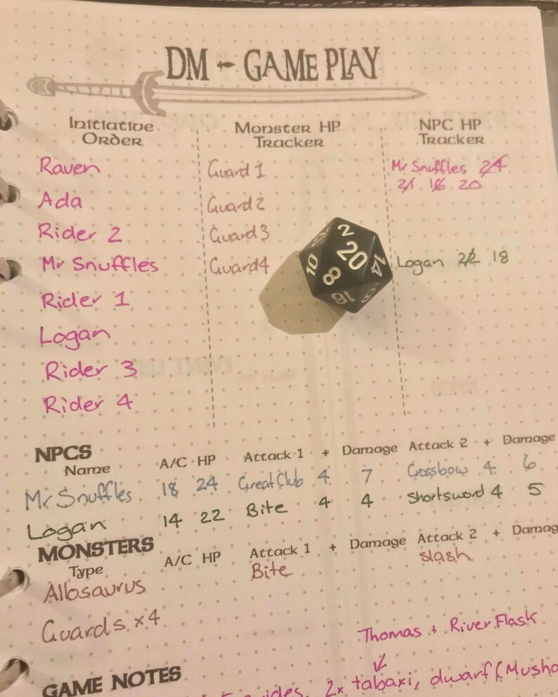 DM Game Plan Dungeon Master Planner Game Night is ON - Etsy Australia