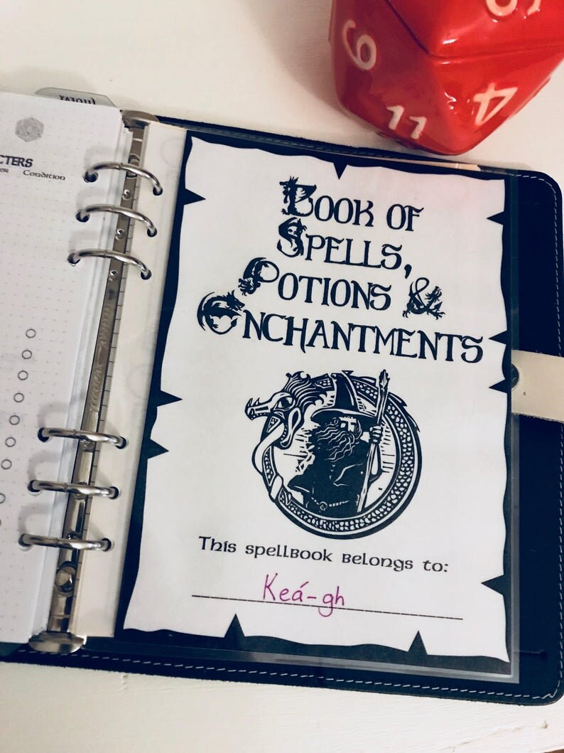 Dnd Spellbook Dungeons and Dragons Spells Wizard Spell Book - Etsy
