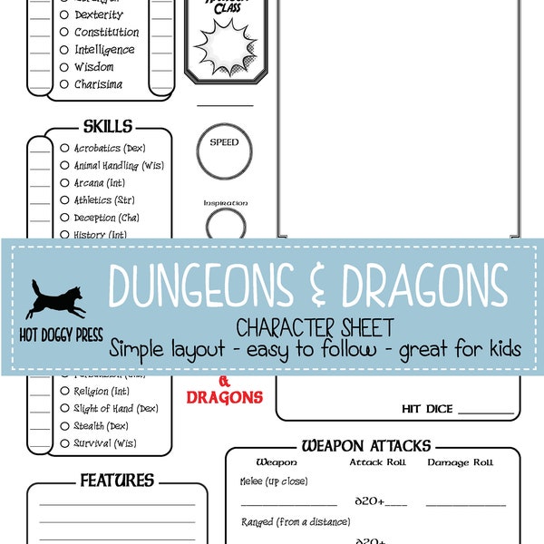 Dnd Character Sheet Dyslexia - Etsy