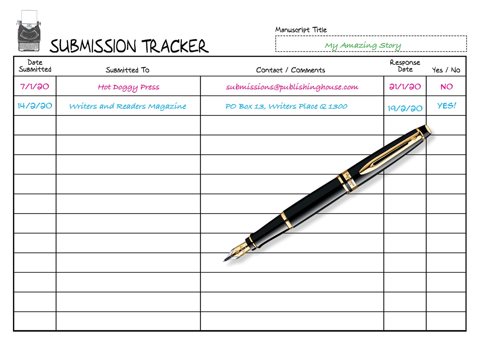 Submission Tracker | Track Your Story Submissions | Keep Those ...