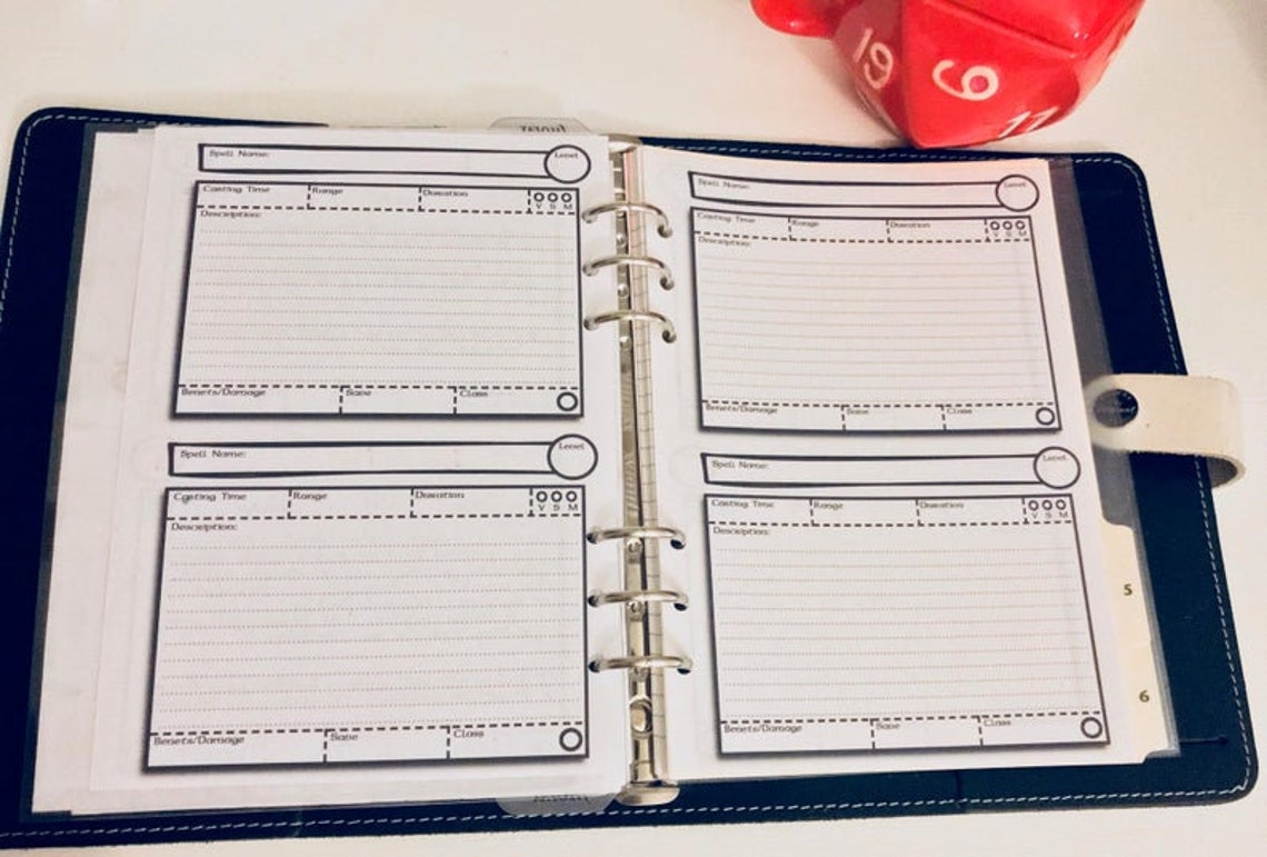 Dnd Spellbook Dungeons and Dragons Spells Wizard Spell Book - Etsy