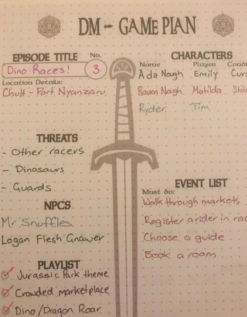 DM Game Plan Dungeon Master Planner Game Night is ON | Etsy Australia