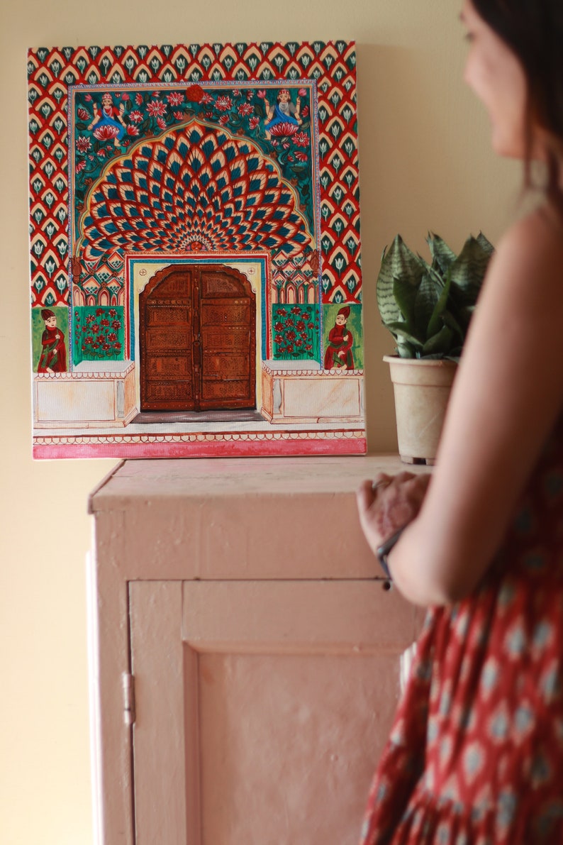 Gates of India, Original Painting of City Palace's Gate Jaipur, Canvas ...