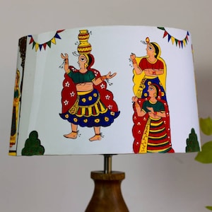 Lamp Shade Indian, Lamp Shade Indian Hand Painted, Phad Painting Lamp ...