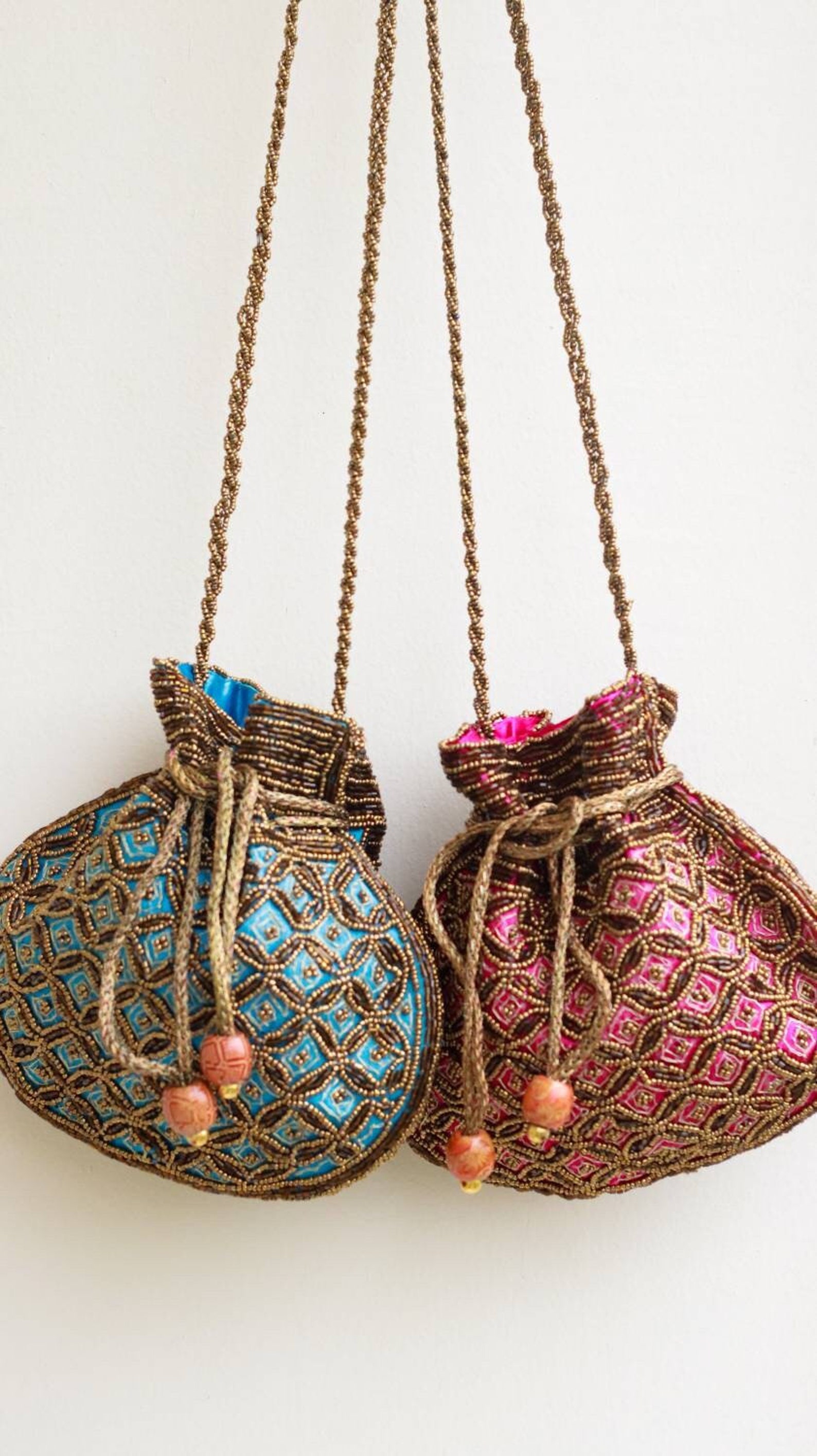 Indian Purses for Bride, Bridal Wedding Purse, Beaded Wrist-let ...