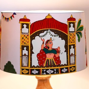 Lamp Shade Indian, Lamp Shade Indian Hand Painted, Phad Painting Lamp ...