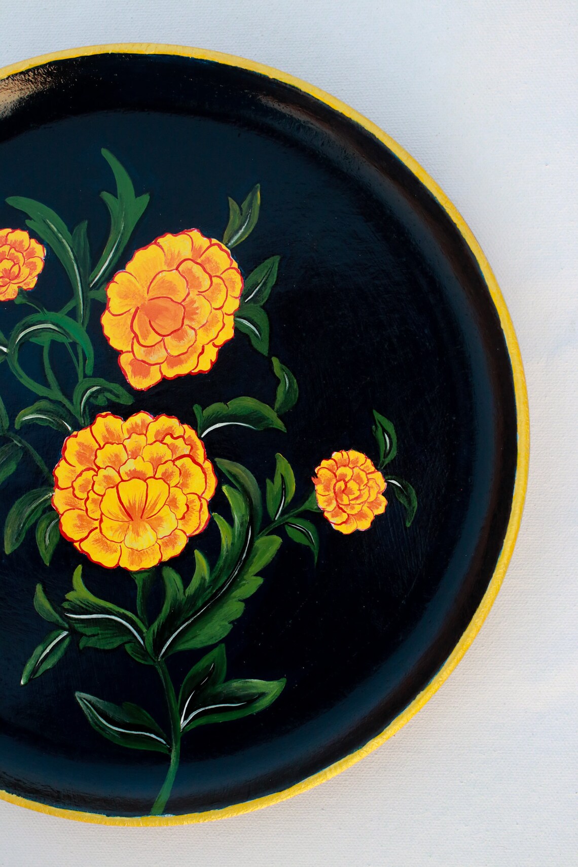 Wall Art of Indian Handpainted Marigold Flower, Pichwai Motifs ...