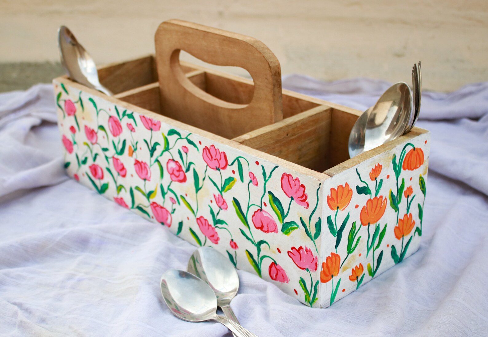 Wooden Spoon Holder and Organiser for Dining Table, Indian Handmade ...