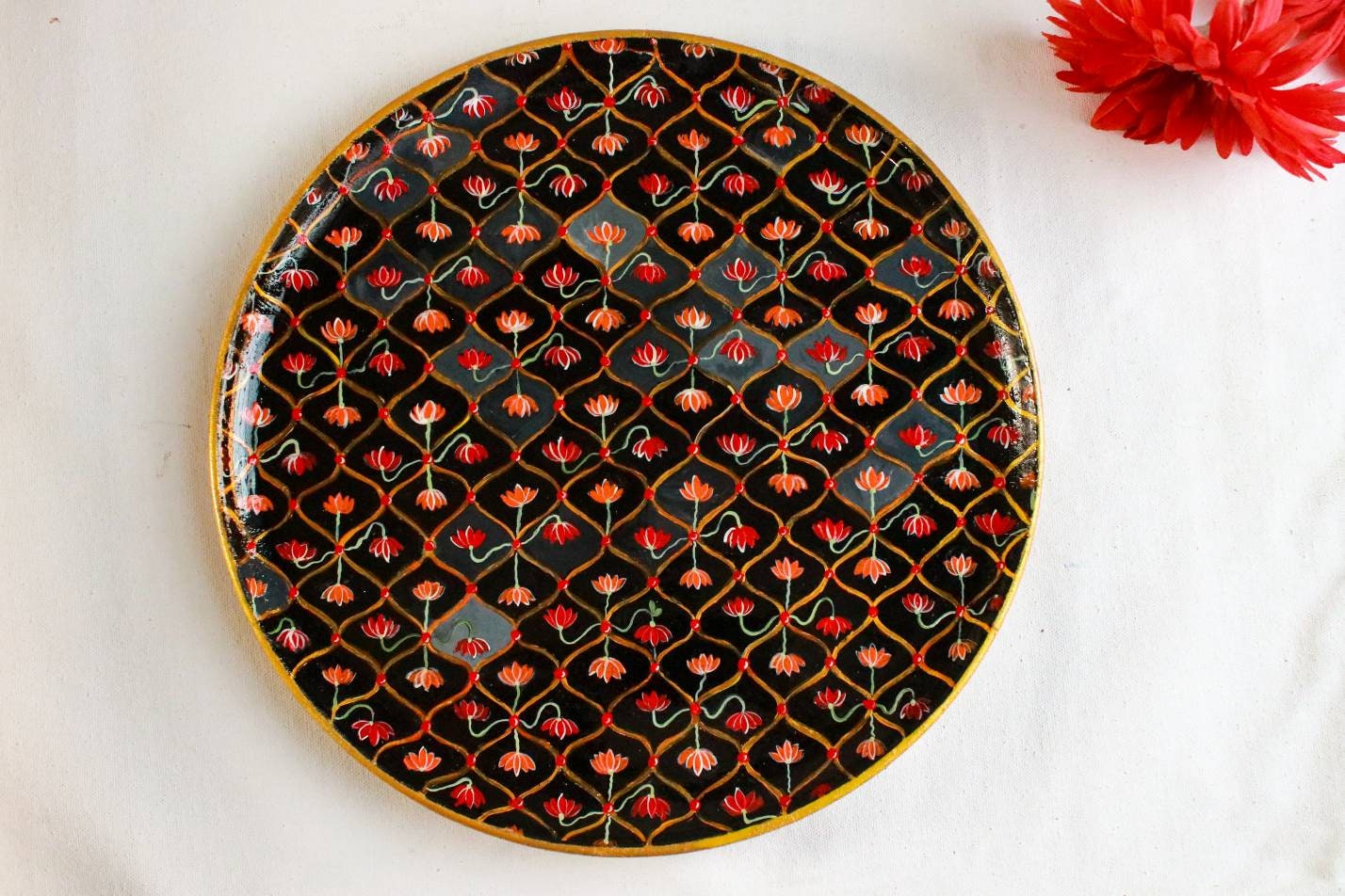 Buy Wall Plate Indian, 12 Rajasthani Handpainted Wall Decorative Wooden ...