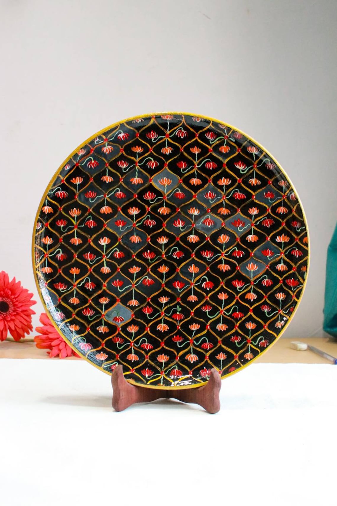 Buy Wall Plate Indian, 12 Rajasthani Handpainted Wall Decorative Wooden ...