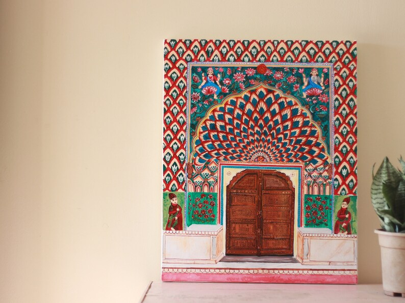 Gates of India, Original Painting of City Palace's Gate Jaipur, Canvas ...