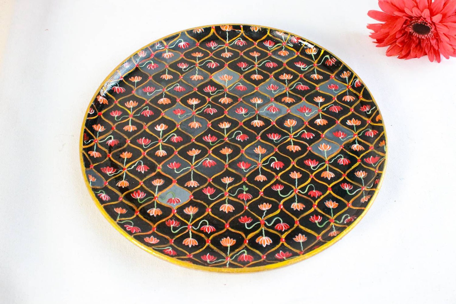 Buy Wall Plate Indian, 12 Rajasthani Handpainted Wall Decorative Wooden ...