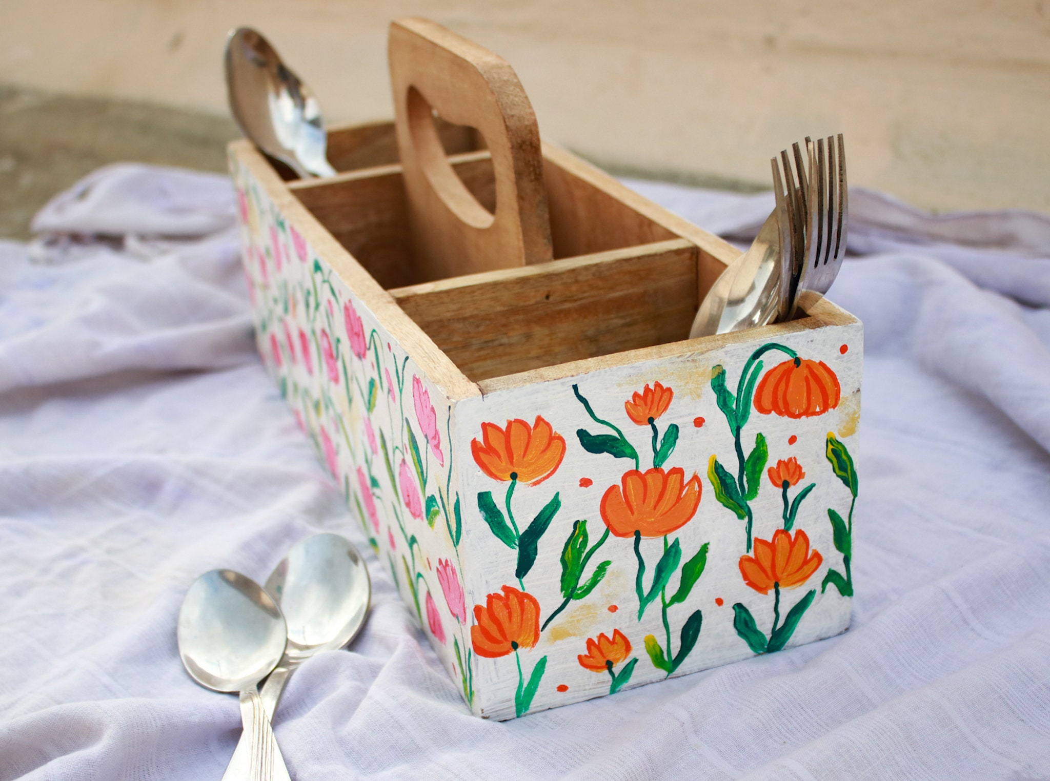 Wooden Spoon Holder and Organiser for Dining Table, Indian Handmade ...