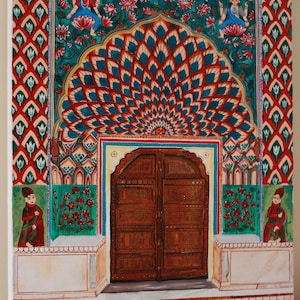 Gates of India, Original Painting of City Palace's Gate Jaipur, Canvas ...