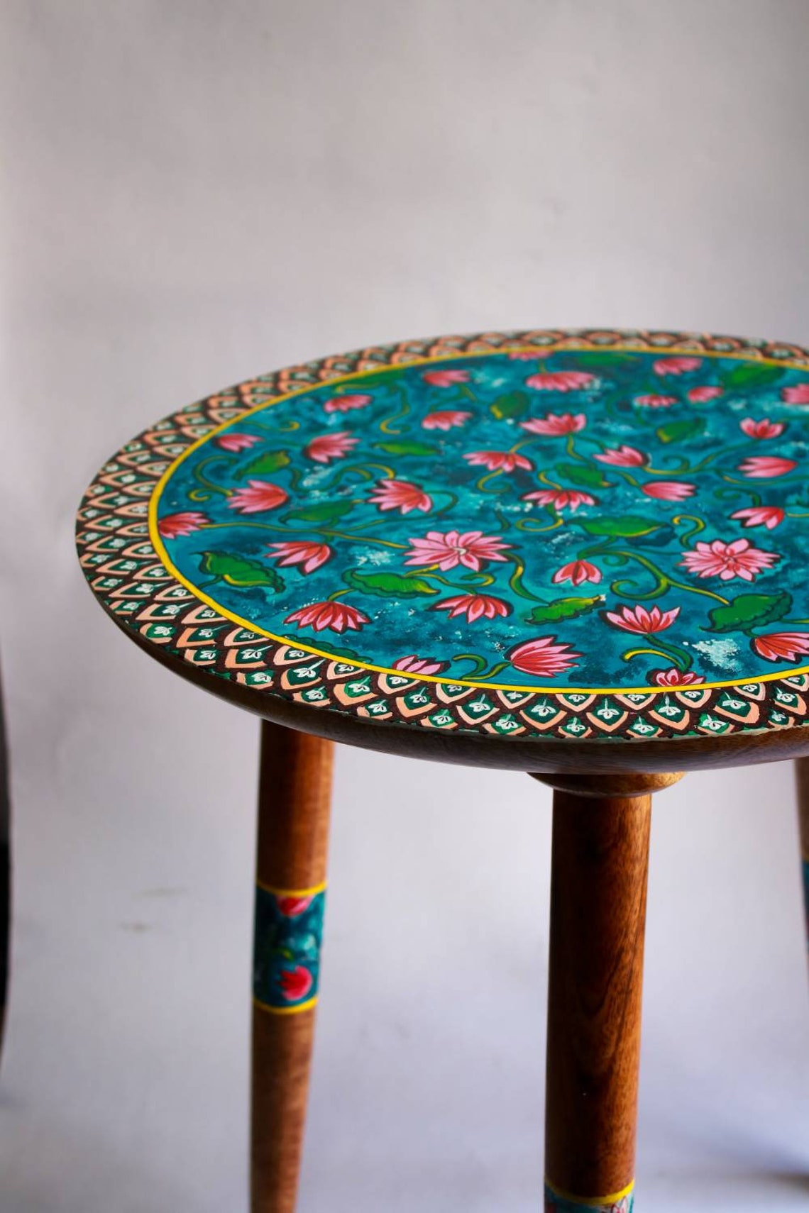 DIY Wooden Side Table Indian Style Furniture Wooden Round - Etsy