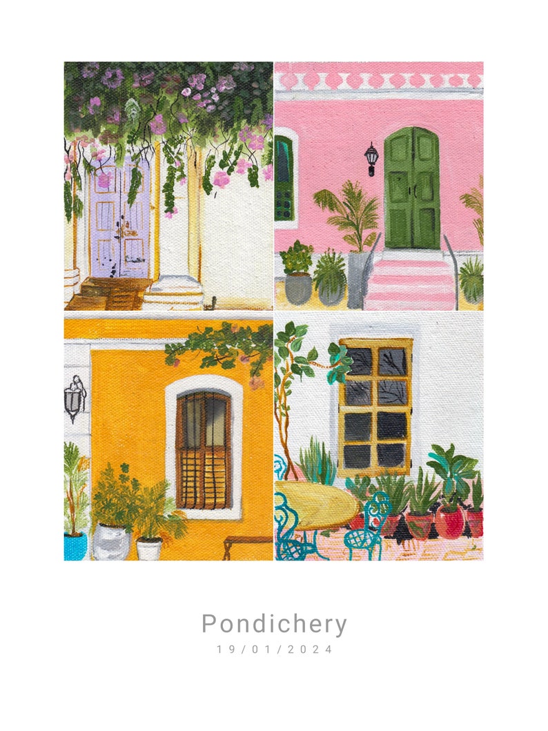 Print of Beautiful Walls of Pondicherry, Painting of French Colony ...