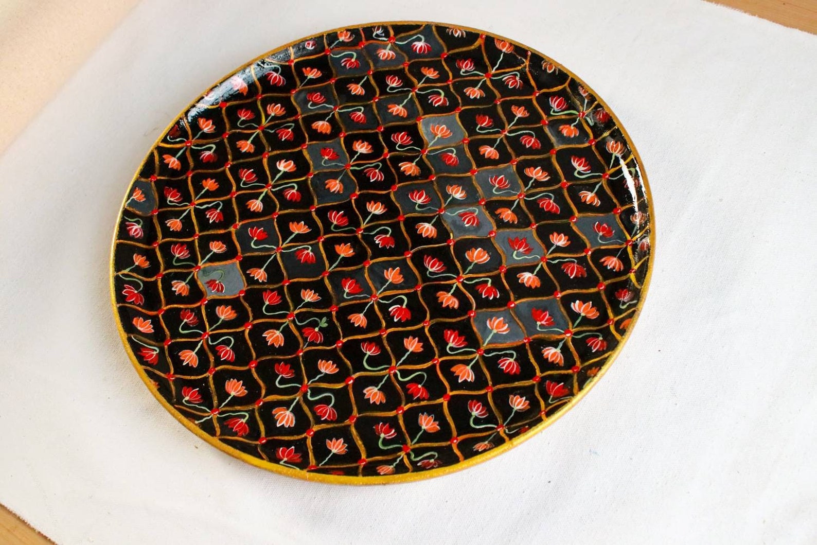 Buy Wall Plate Indian, 12 Rajasthani Handpainted Wall Decorative Wooden ...