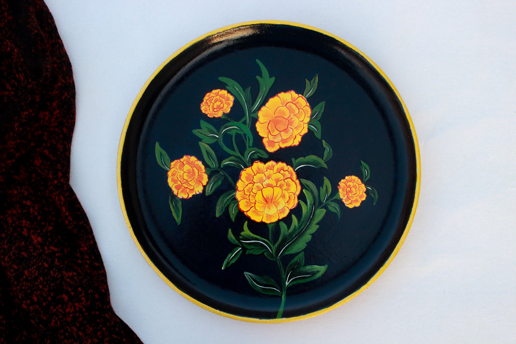 Wall Art of Indian Handpainted Marigold Flower, Pichwai Motifs ...