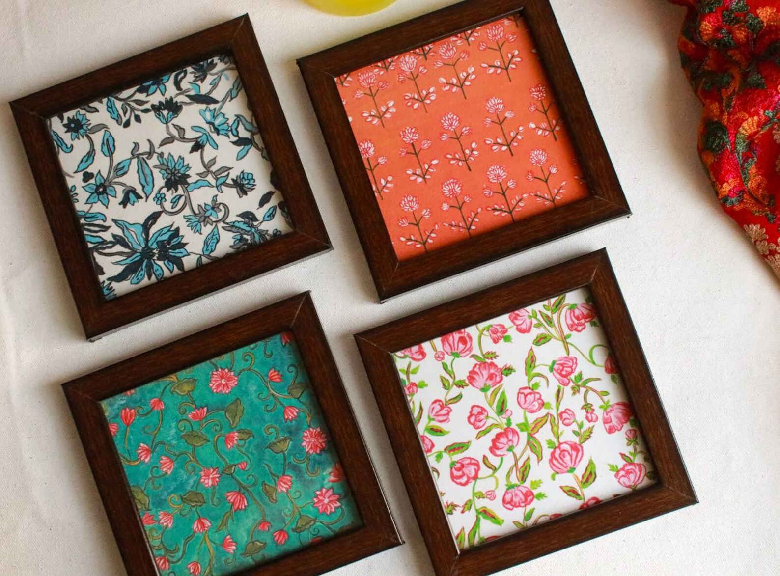 Indian Handpainted Floral Glass Coasters, Wedding Favours, Tea/coffee ...