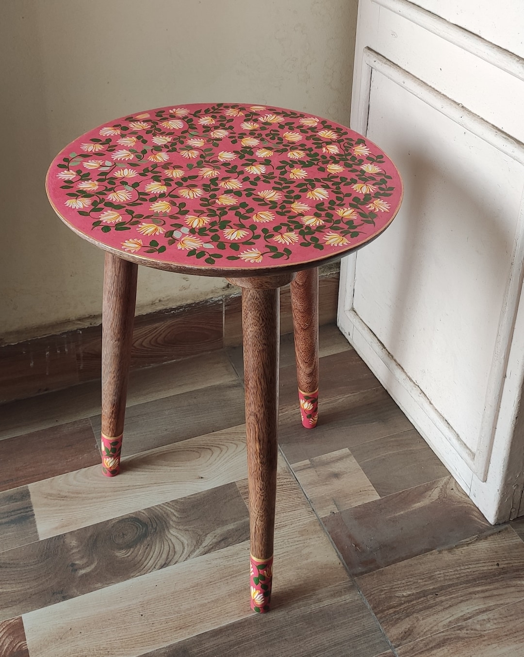 DIY Wooden Side Table, Wooden Round Sofa Detachable End Table, Hand ...