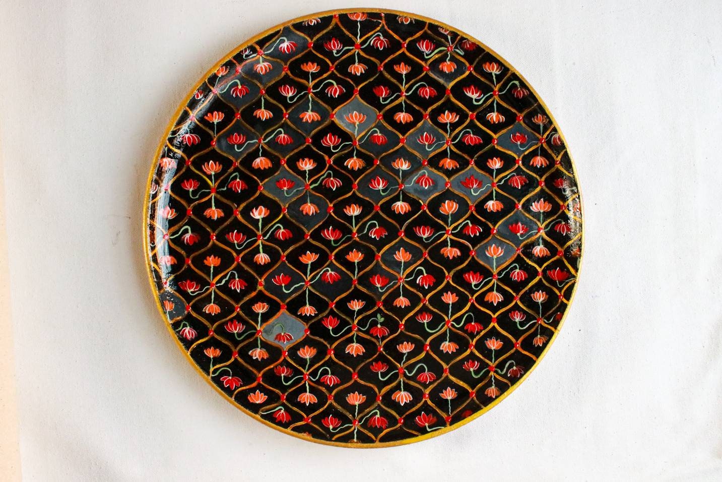 Buy Wall Plate Indian, 12 Rajasthani Handpainted Wall Decorative Wooden ...