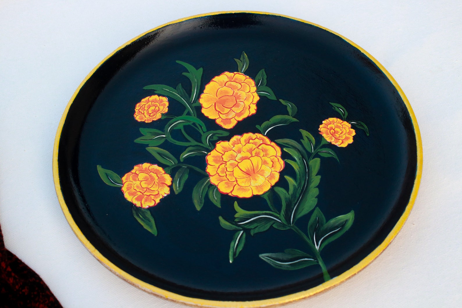 Wall Art of Indian Handpainted Marigold Flower, Pichwai Motifs ...