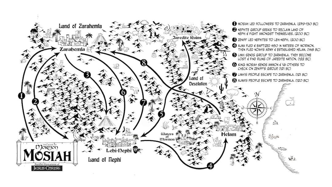 3 Book of Mormon Maps of America, Middle East, and Journeys of Mosiah ...
