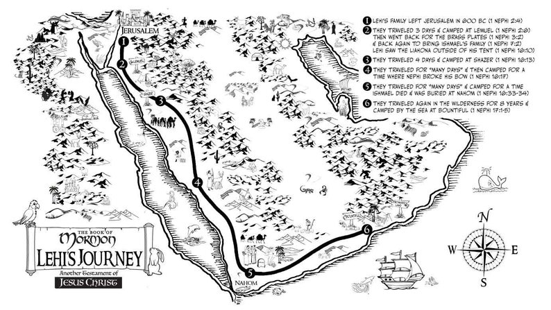 3 Book of Mormon Maps of America, Middle East, and Journeys of Mosiah ...