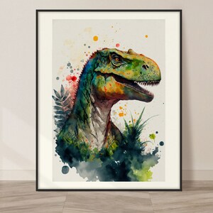 T-rex Watercolor Art Print, T-rex Painting Wall Art Decor, Original ...
