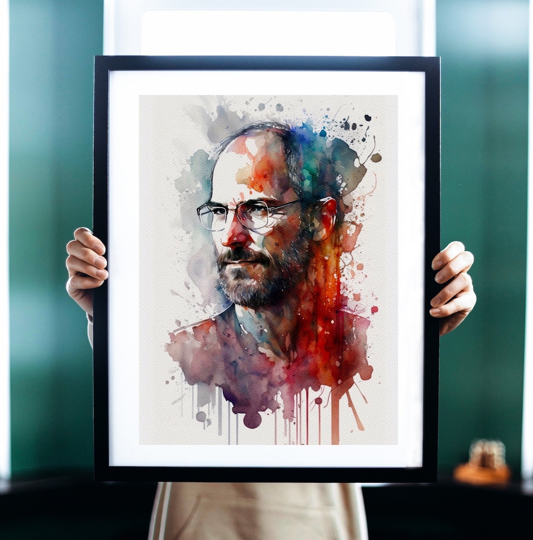 Steve Jobs Watercolor Art Print, Steve Jobs Painting Wall Art Decor ...