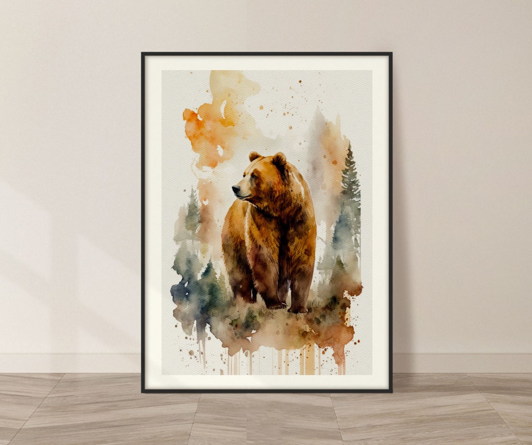 Brown Bear Watercolor Art Print Brown Bear Painting Wall Art - Etsy
