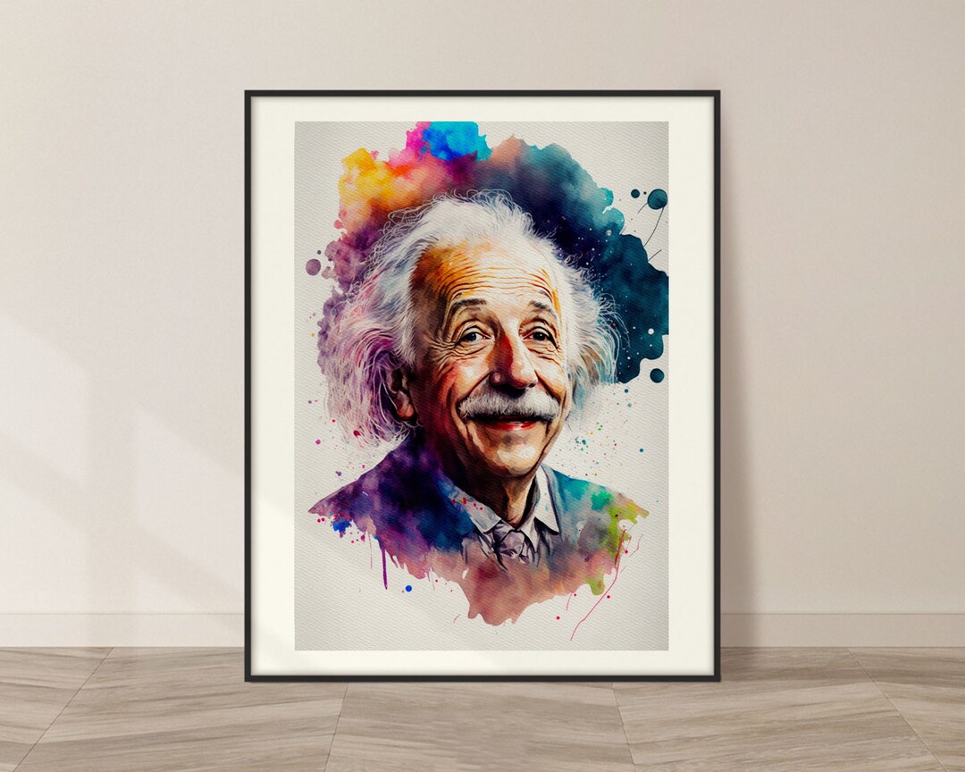 Albert Einstein Watercolor Art Print, Albert Einstein Painting Wall Art ...