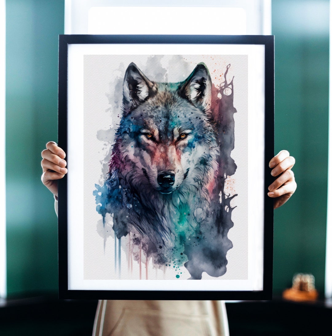 Wolf Watercolor Art Print Wolf and Nature Painting Wall Art - Etsy