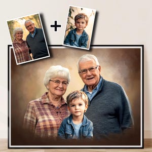 Custom Watercolor Family Portrait From Merging Multiple Photos, Combine ...