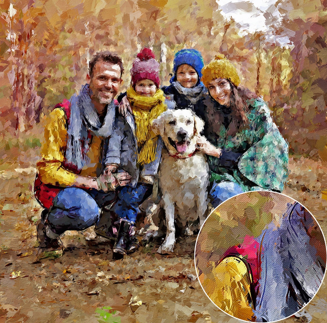 Custom Family Photo to Painting, Digital Painting on Canvas ...