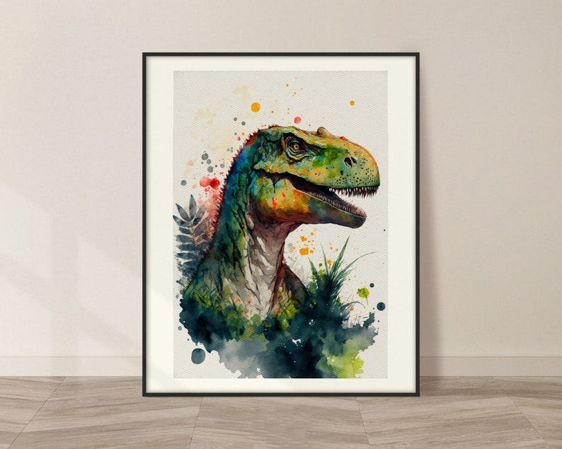 T-rex Watercolor Art Print T-rex Painting Wall Art Decor - Etsy