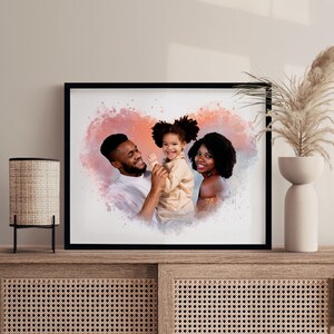 Custom Watercolor Family Portrait From Merging Multiple - Etsy