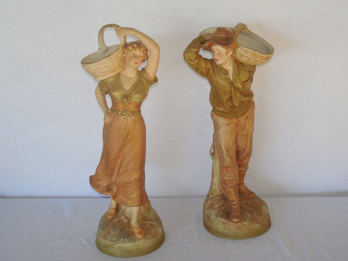 Antique Pair of Royal Dux Bohemian Porcelain Figurine Boy & - Etsy UK