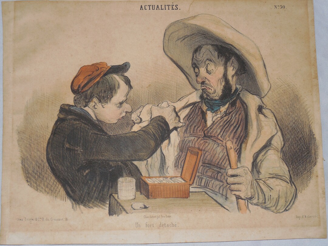 Antique Hand Colored French Caricature Engraving From 1800's Actualites ...
