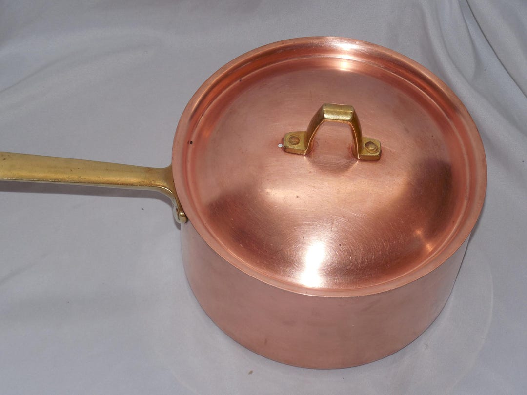 Vintage Paul Revere Limited Edition Series Copper Pot With Brass Handle and Lid, Stainless ...